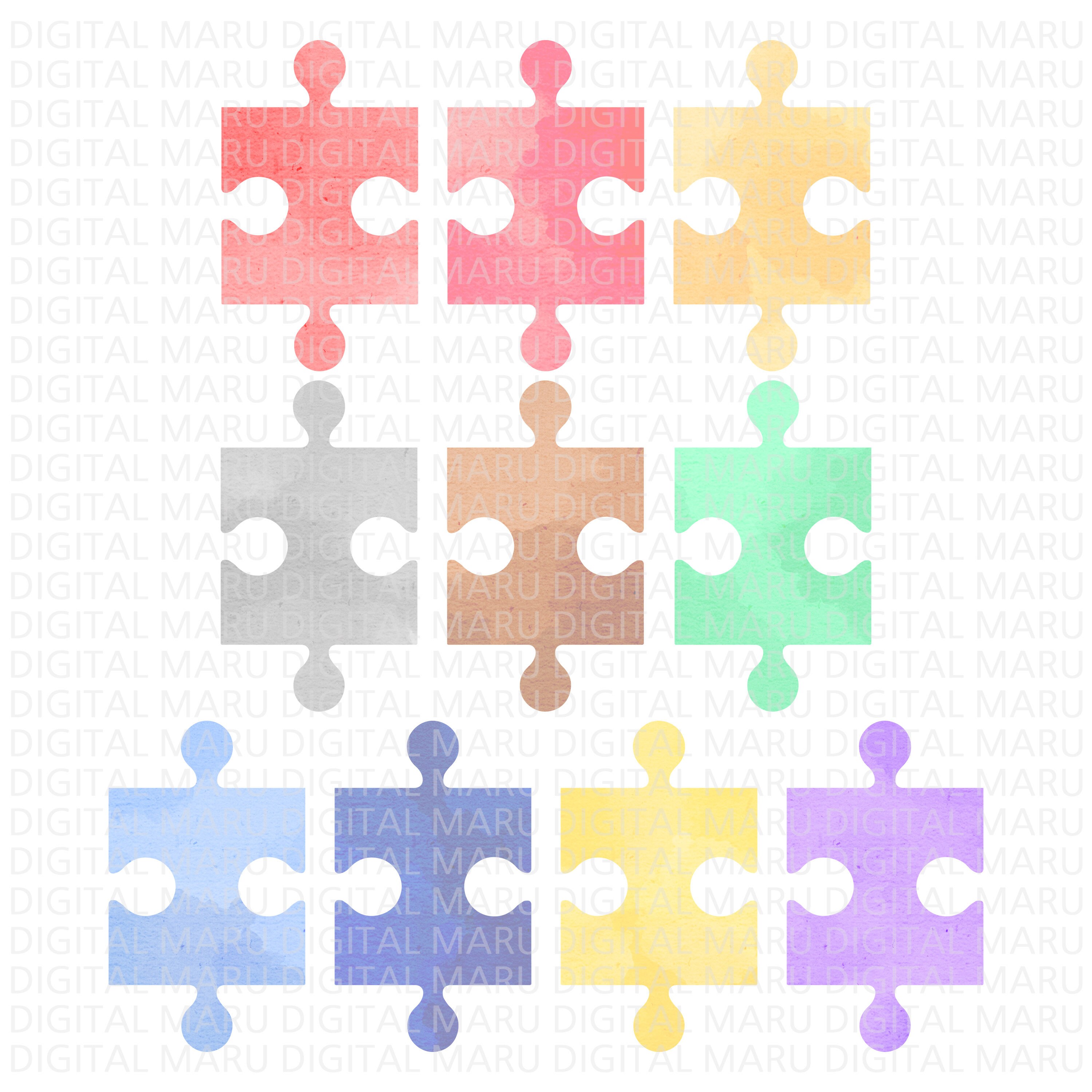 Watercolor Puzzle Clipart / 20 Colors Puzzle / Kid's Toys - Etsy