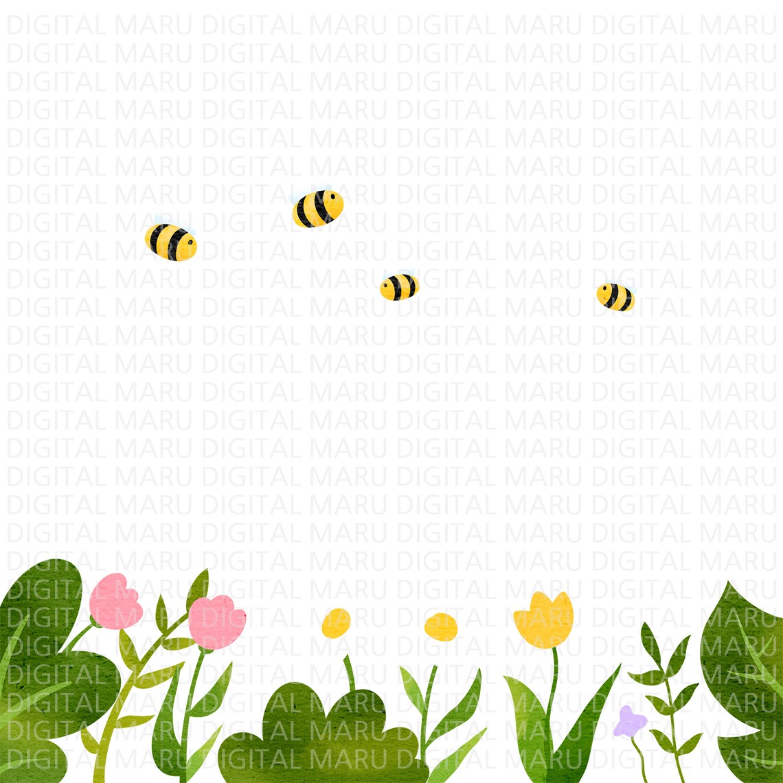 Watercolor Spring Clipart / Spring Garden Clipart / | Etsy