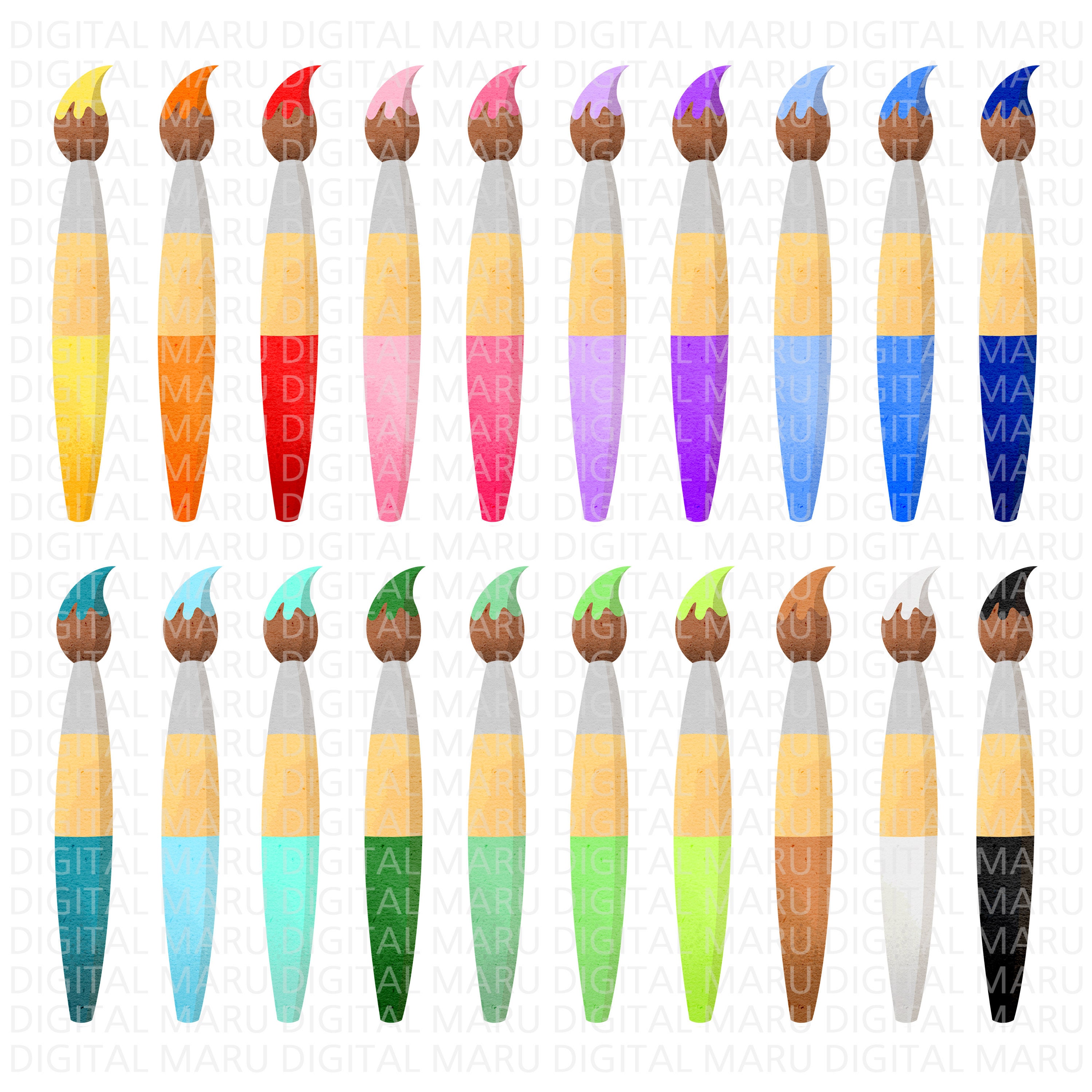 Watercolor Paint Brush Clipart / Art Supplies Download / Instant ...