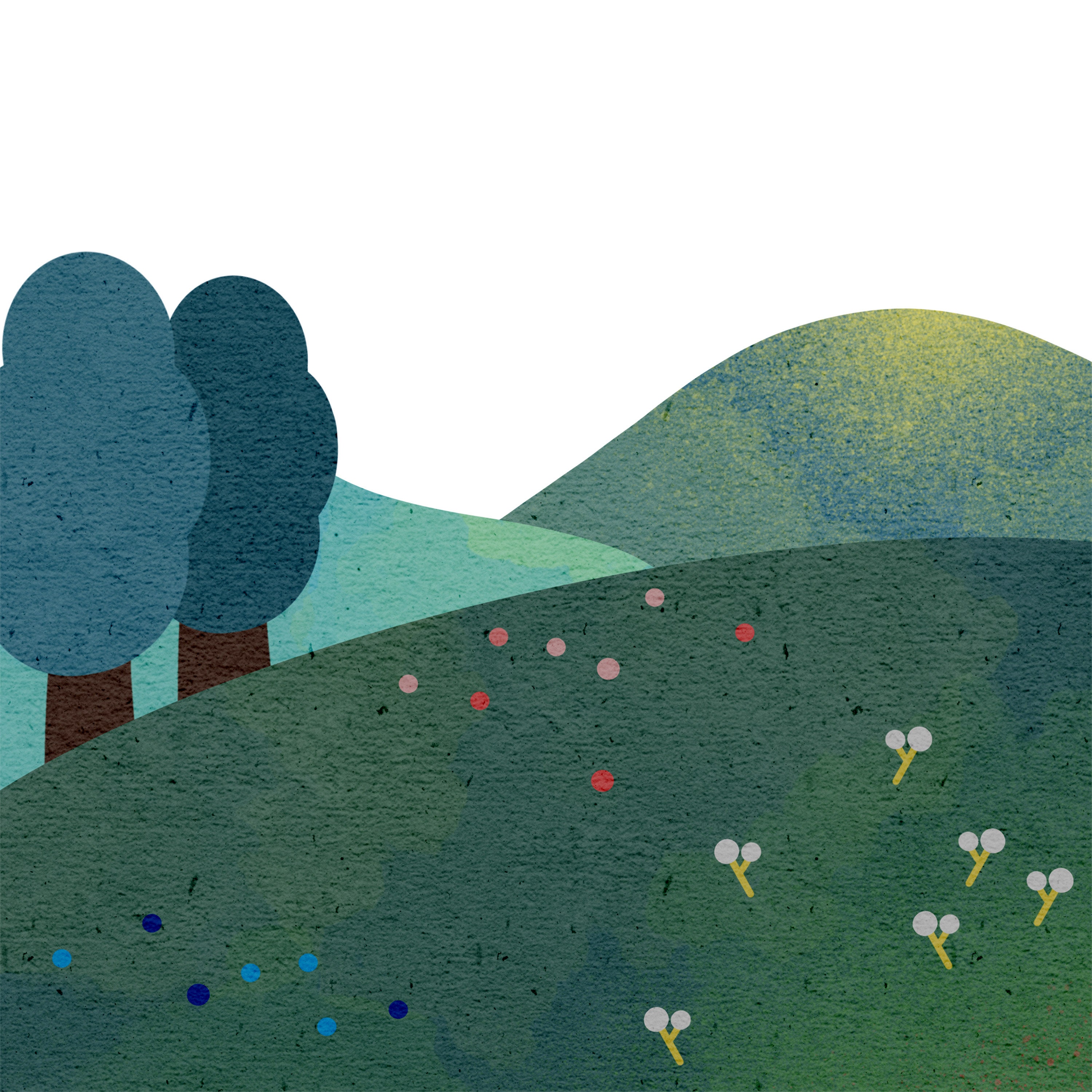 Watercolor Grassy Hills Night Sky Clipart / Instant Download ...