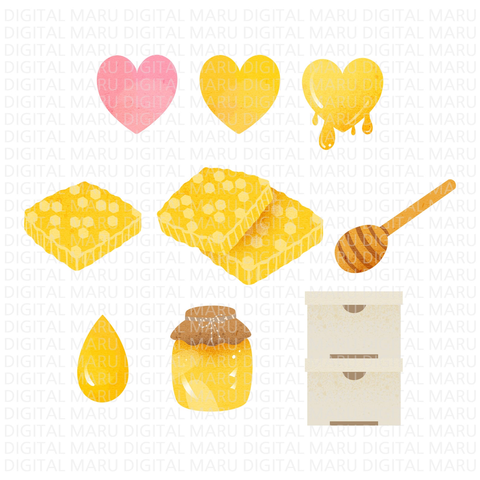 Watercolor Bees and Honey Clipart / Bee Items Download / Cute Bees ...