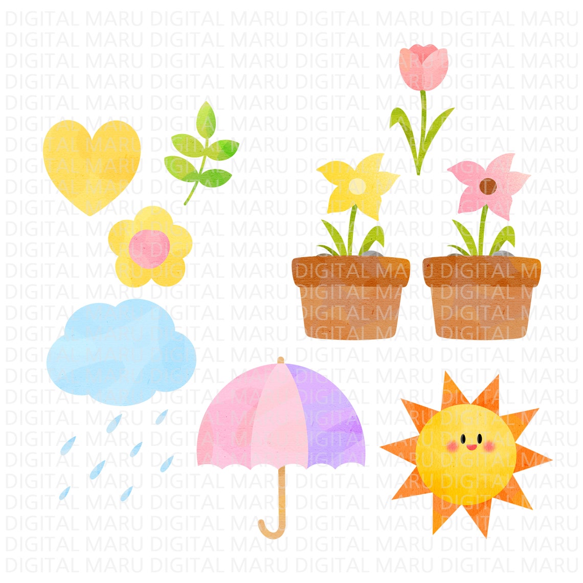 Watercolor Spring Clipart / Watercolor Garden Clipart / Spring Graphics ...