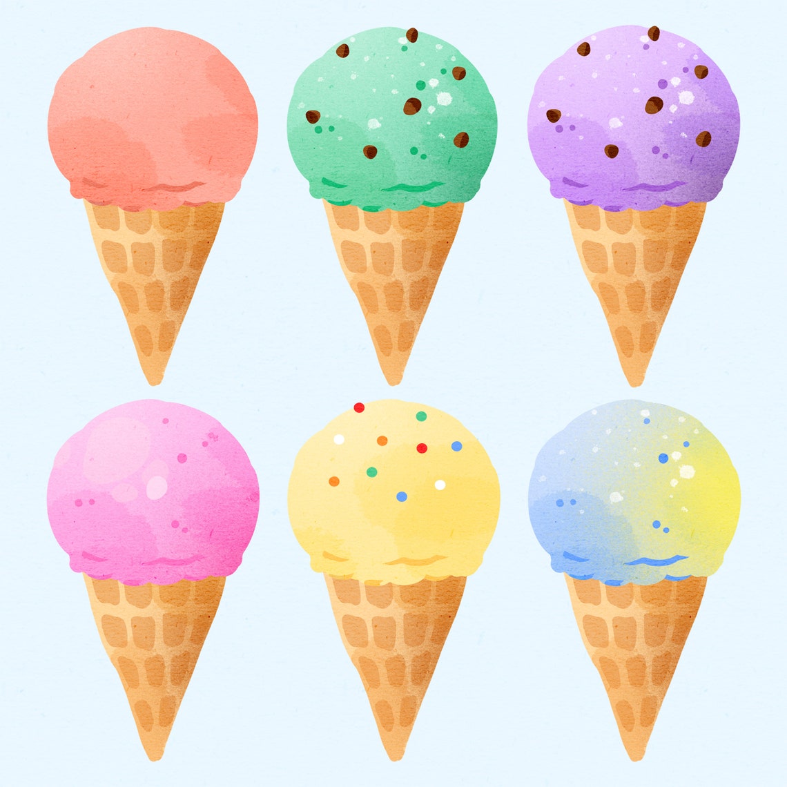 Aquarell Eis Eis Clipart / Dessert Download / Instant Download - Etsy ...