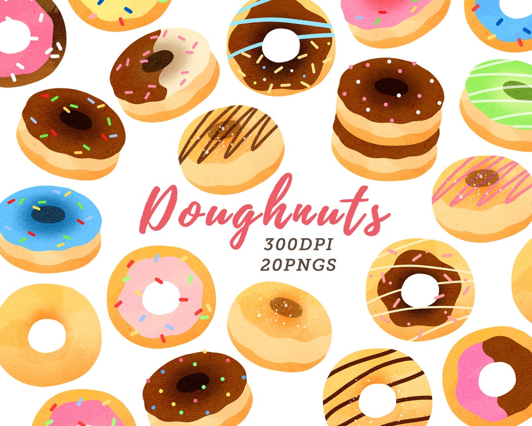 Watercolor Donut Clipart / Pastry Download / Chocolate Donuts / Pastel ...
