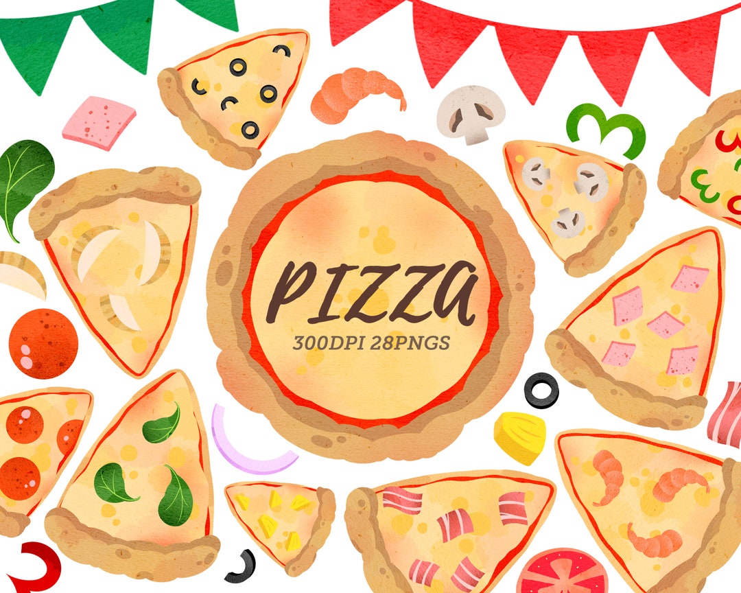 Watercolor Pizza Clipart / Dinner Download / Instant Download / Pizza ...