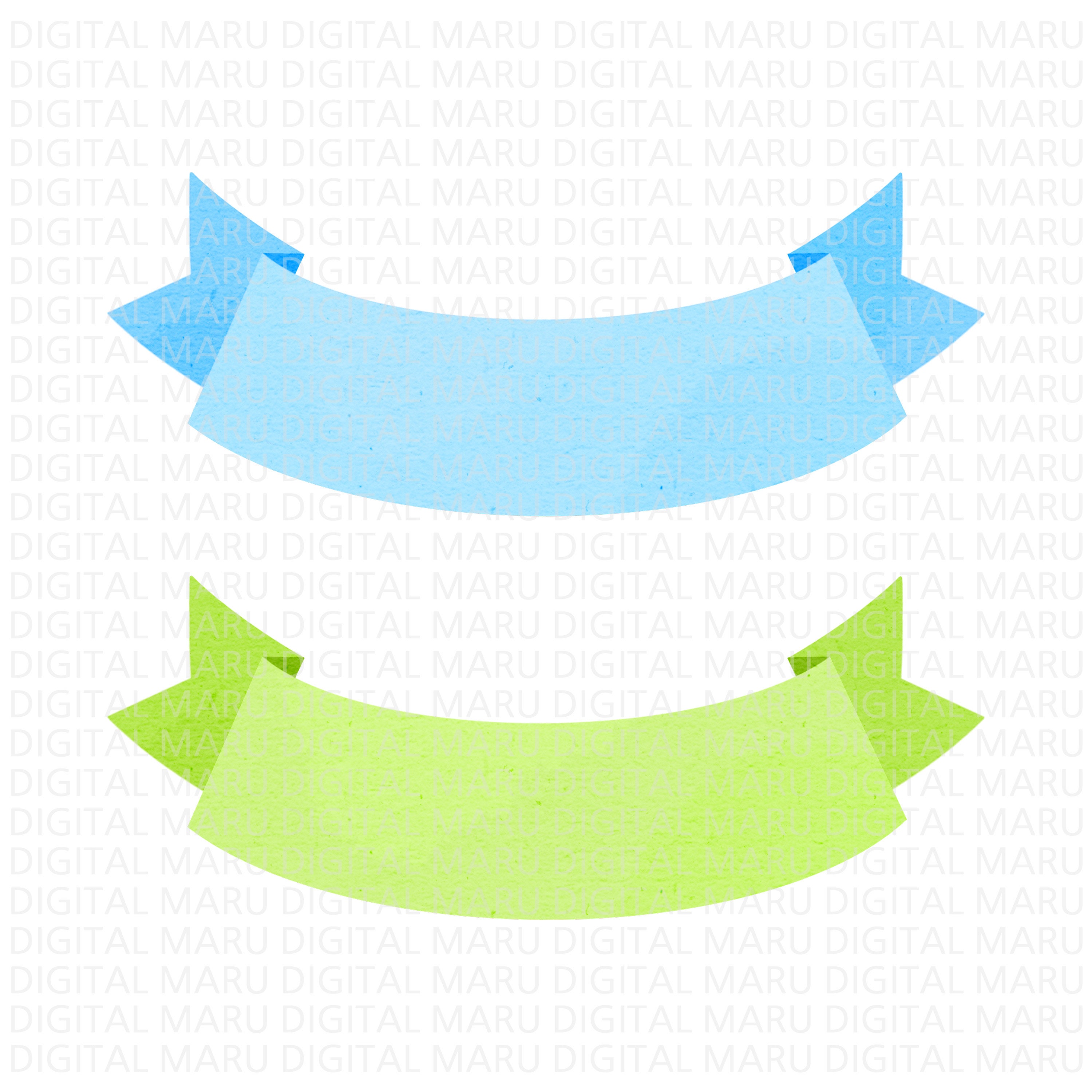 Watercolor Banners Clipart / Rainbow Ribbon Banners / Watercolor Cloth ...