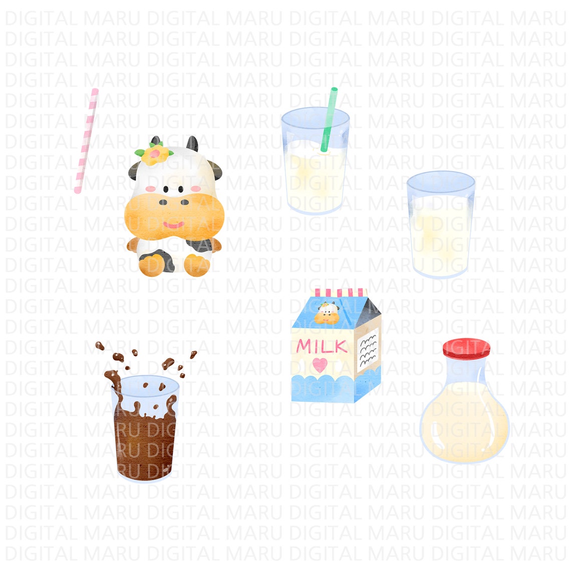 Watercolor Milk and Cookies Clipart / Chocolate Chip Cookie Clip Art ...