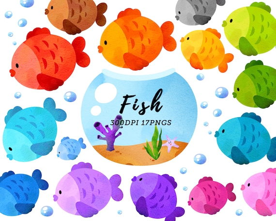 Watercolor Fish Clipart / Fishbowl Clipart / Pet Fish Clipart - Etsy