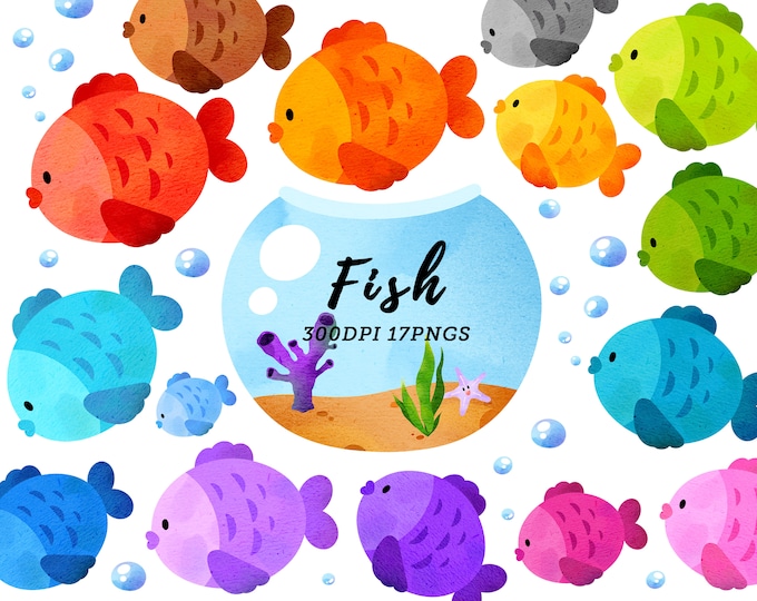 Fish Clipart, Fish Bowl Clipart, Rainbow Clipart. Pet Clipart - Etsy Canada