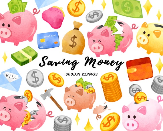 Piggy Bank With Money Clipart