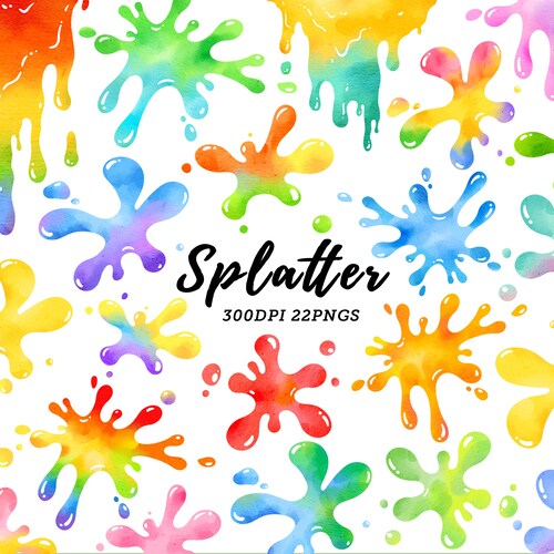 Watercolor Splatters Clipart Watercolor Splashes Paint - Etsy