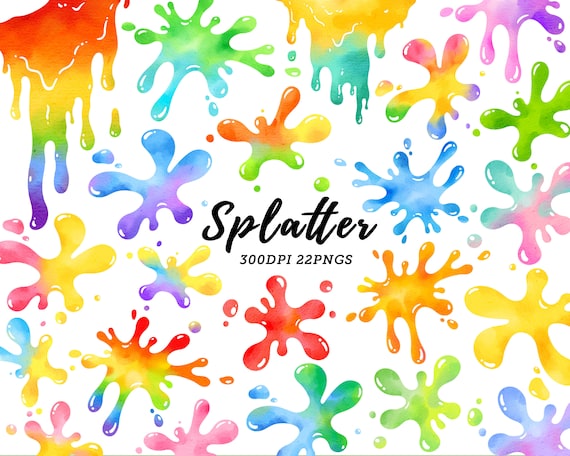 Watercolor Splatter Clipart / Splats Clipart / Rainbow Paint - Etsy