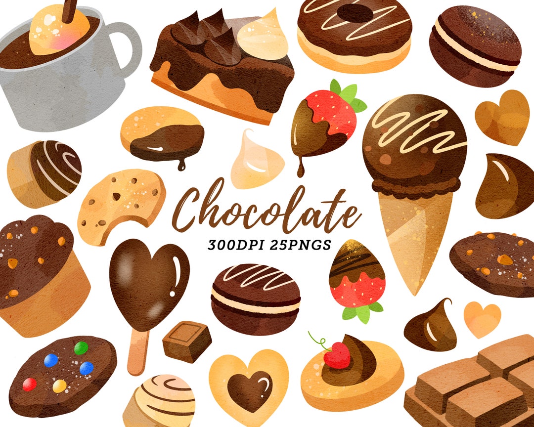 Watercolor Chocolate Clipart / Dessert Download / Instant Download ...
