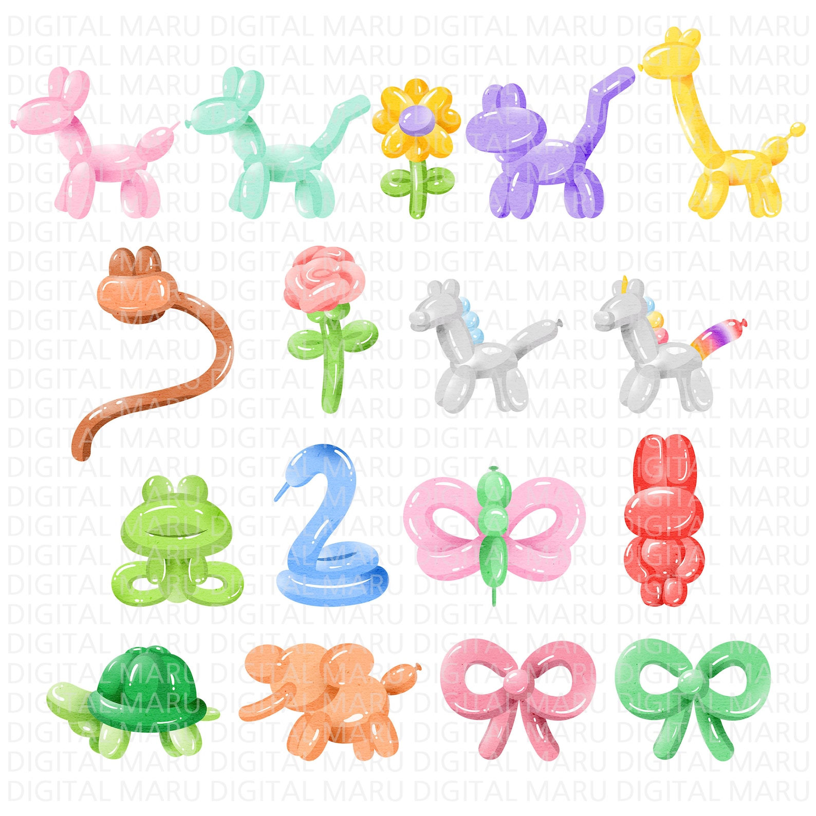 Watercolor Animal Balloons Clipart / Balloon Clipart / Dog Balloon ...