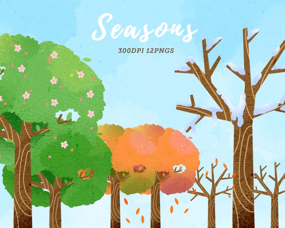 Watercolor Seasons Clipart / Tree Download / Instant Download | Etsy