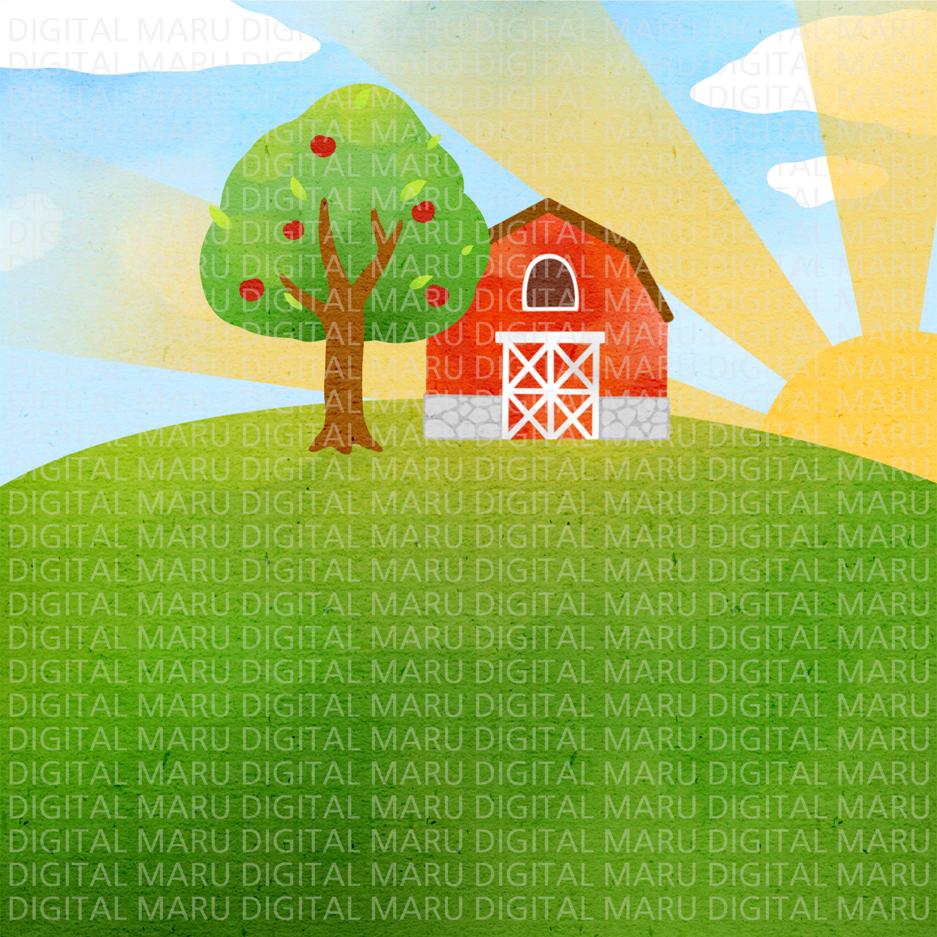 Watercolor Farm Animals Clipart / Farm / Barn / Farmyard Animals / Pig ...