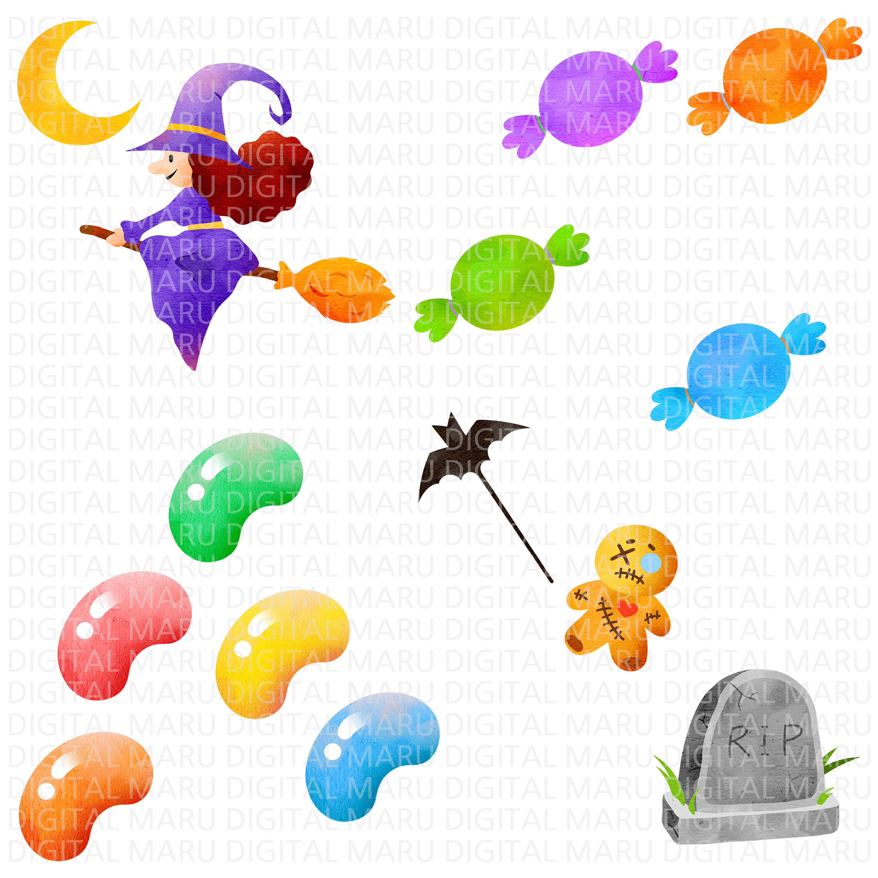 Watercolor Halloween Clipart / Fall Clipart Clip Art / - Etsy