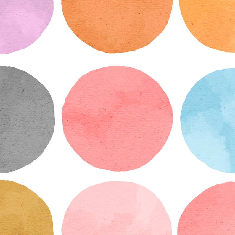 Watercolor Circles Clipart / Watercolor Clipart Dots / Dots Download ...