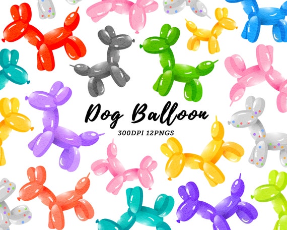 Watercolor Dog Balloon Clipart / Balloon Animal Clipart / - Etsy