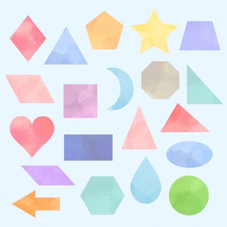 Watercolor 2D Shapes Clipart / Shapes Download / Instant Download ...