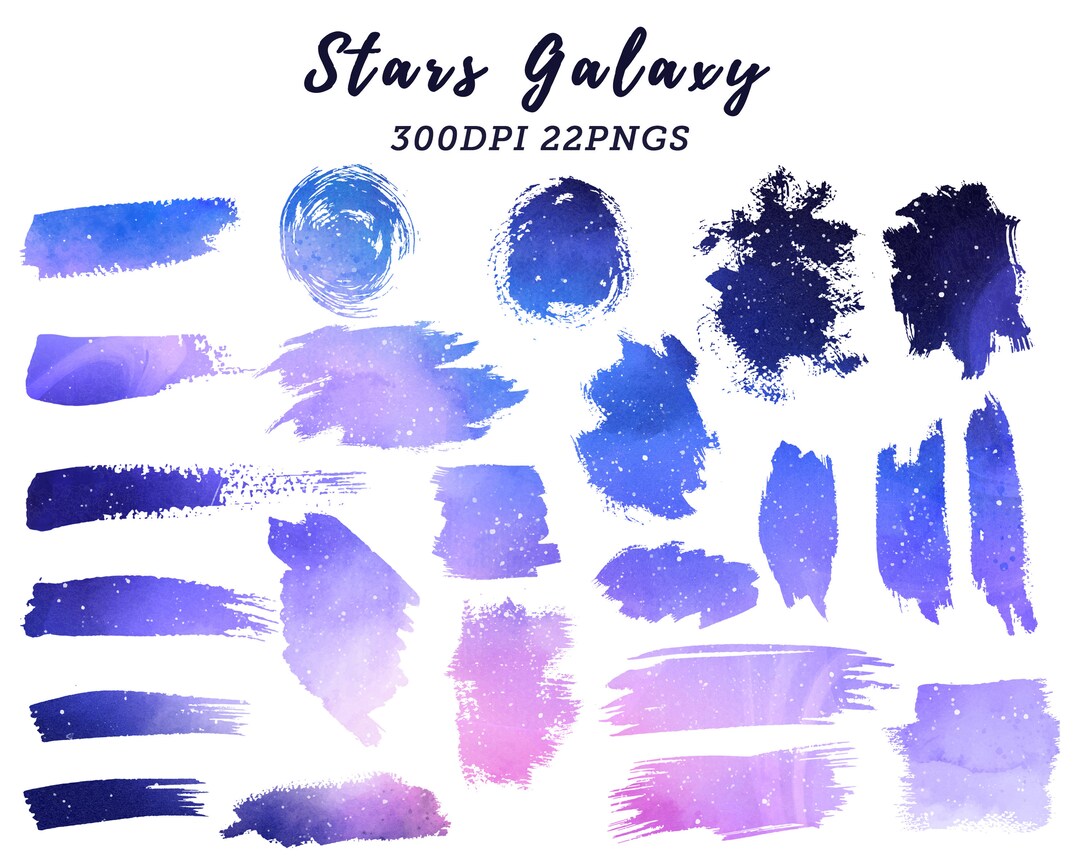 Watercolor Galaxy Stars Splashes / Galaxy Clipart Download / Galaxy ...