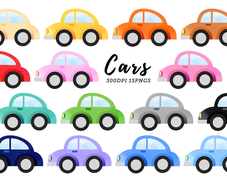 Watercolor Cars Clipart / Watercolor Vehicles Download / Instant ...