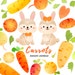 Watercolor Carrots Clipart / Cute Rabbit Graphics / Veggies - Etsy