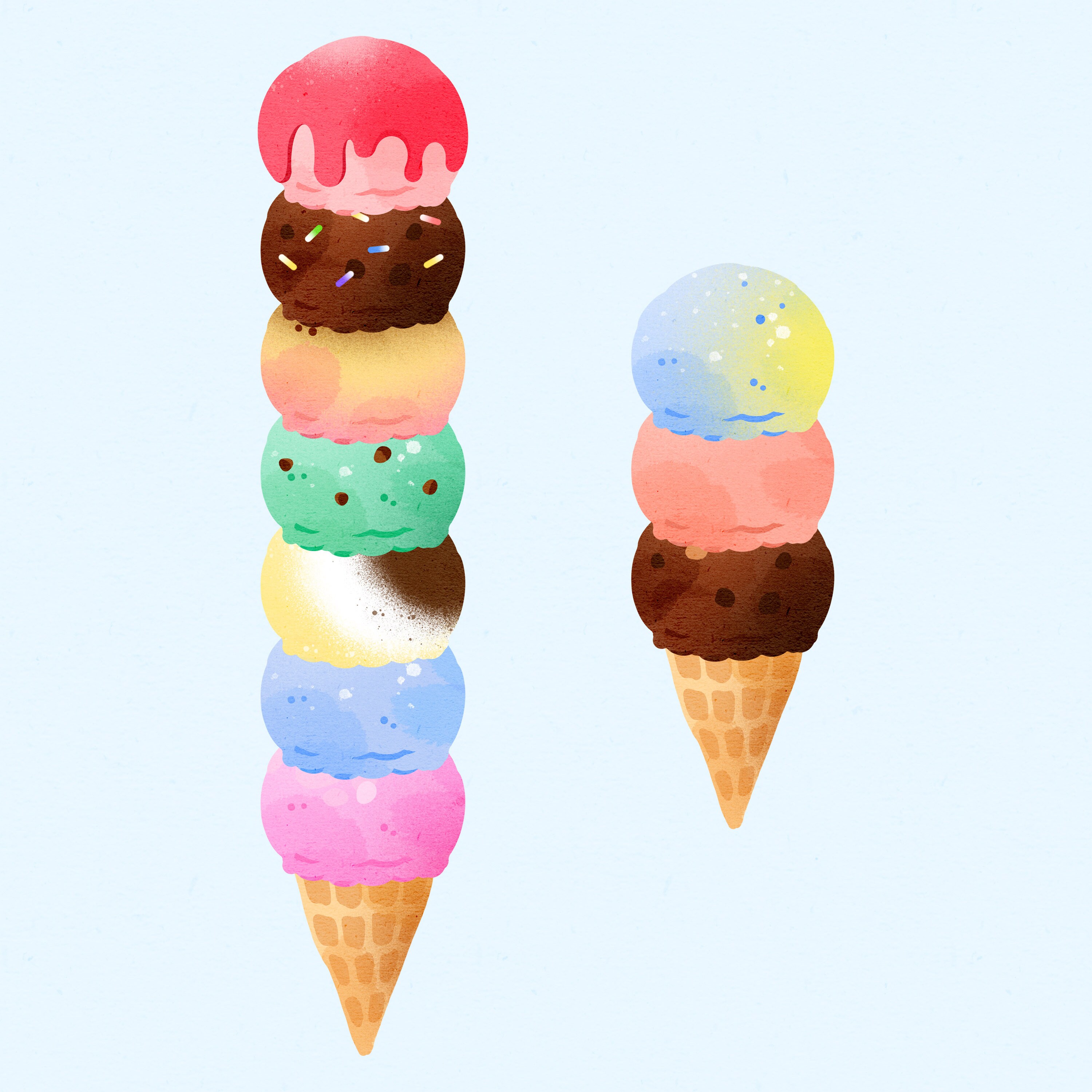 Watercolor Ice Cream Clipart / Dessert Download / Instant Download ...