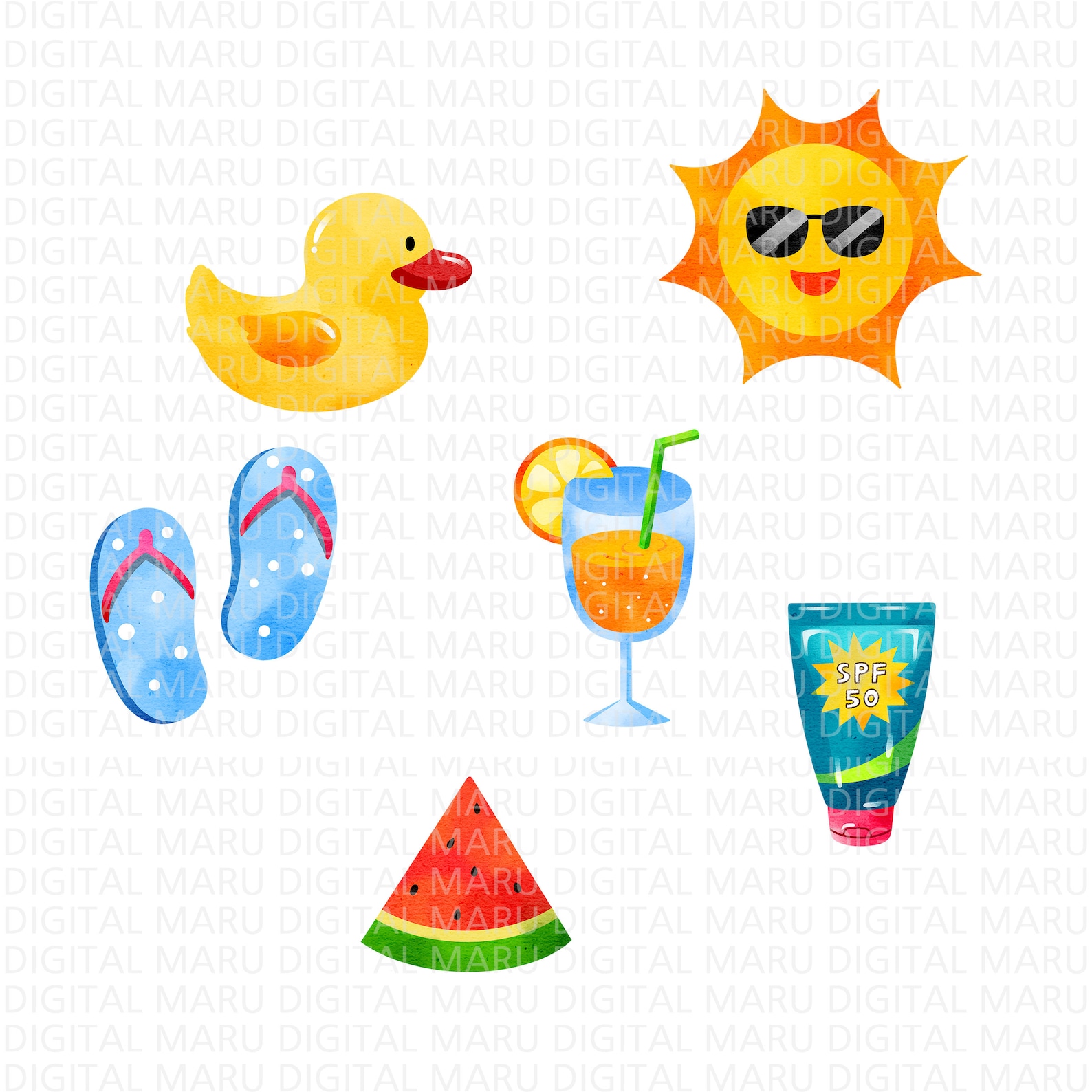 Watercolor Pool Party Clipart / Summer Clipart / Pool Clipart / Party ...