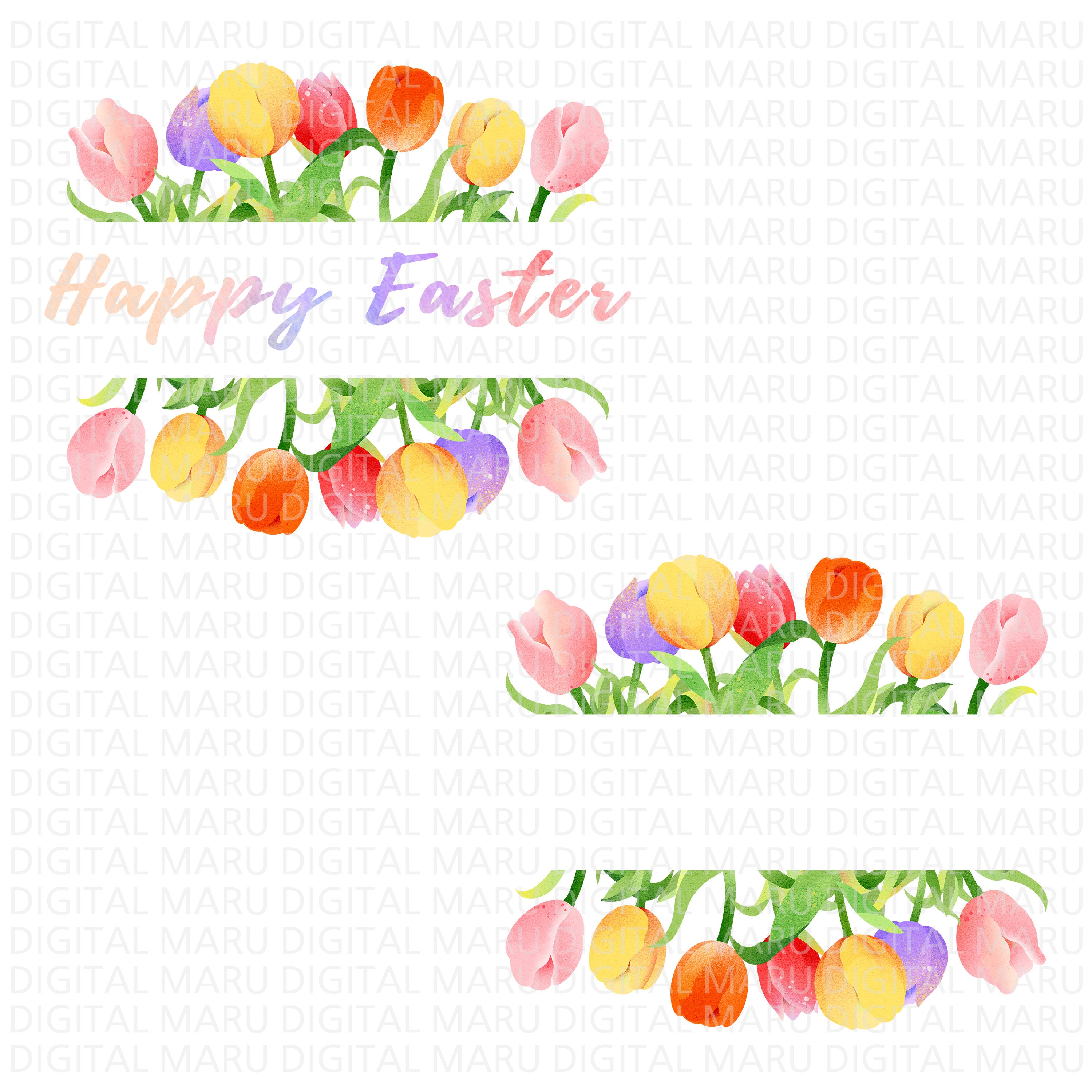 Watercolor Tulips Clipart / Pastel Floral Download / Flowers / Happy ...