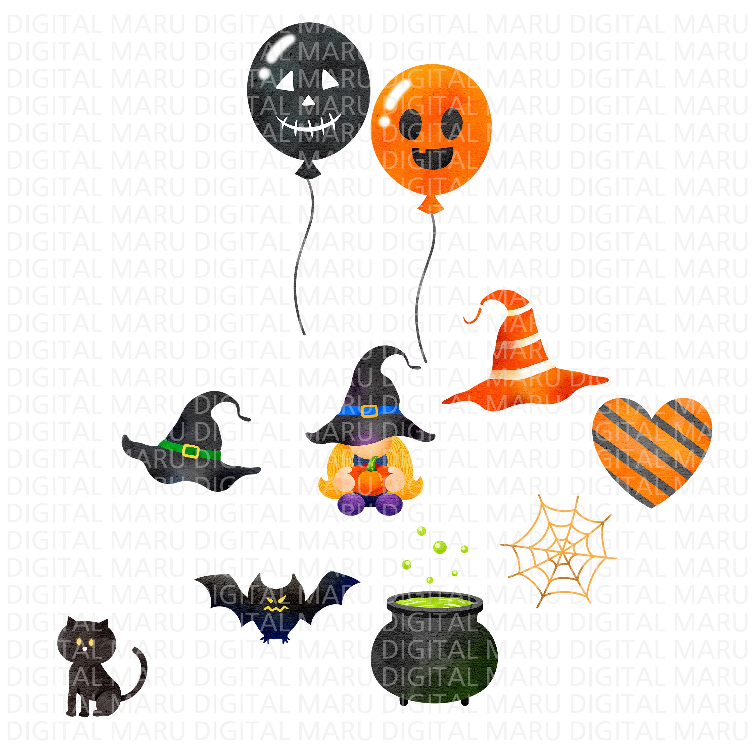 Watercolor Halloween Clipart / Fall Clipart Clip Art / - Etsy