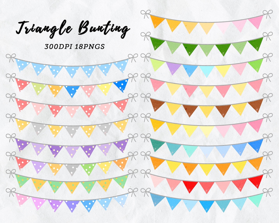 Watercolor Triangle Bunting Clipart / Triangle Banners / Watercolor ...