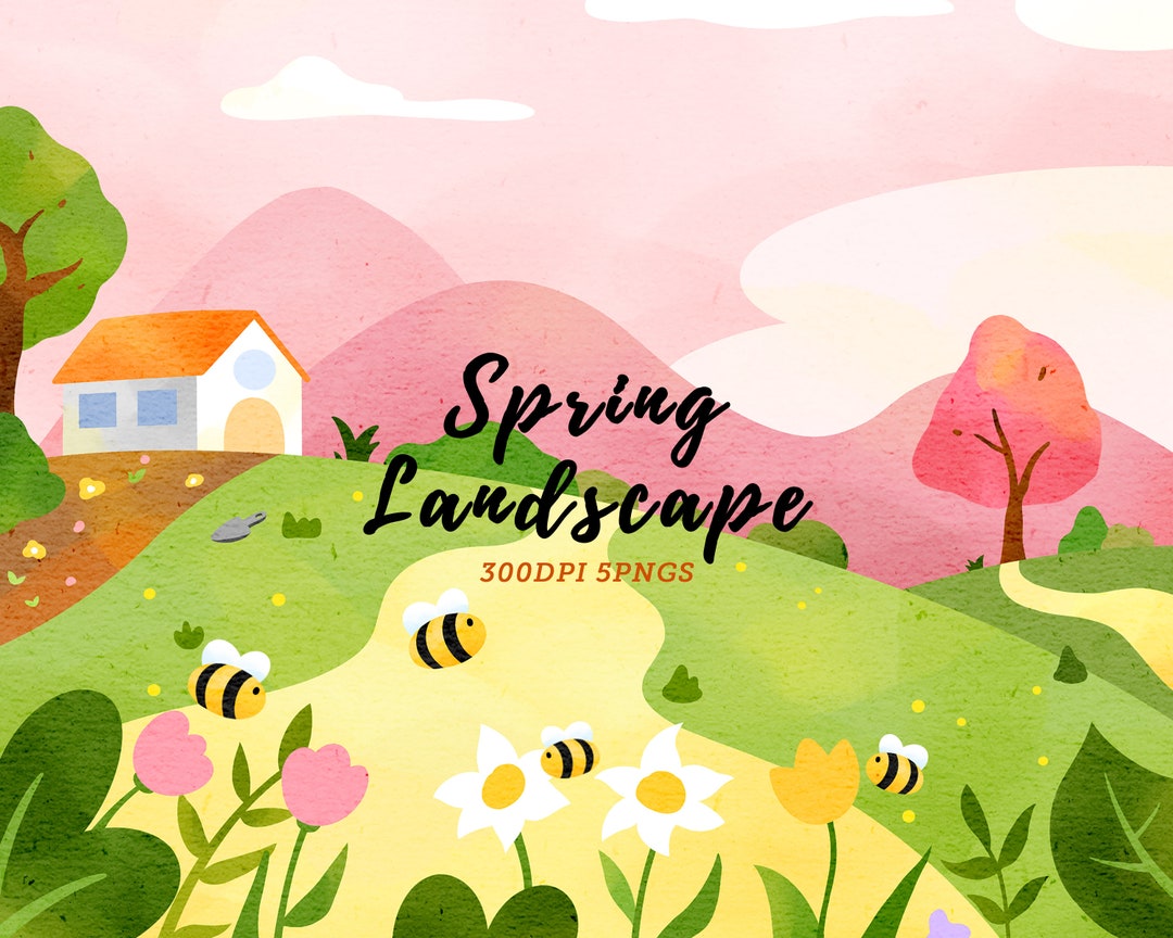 Watercolor Spring Clipart / Spring Garden Clipart / Environment ...