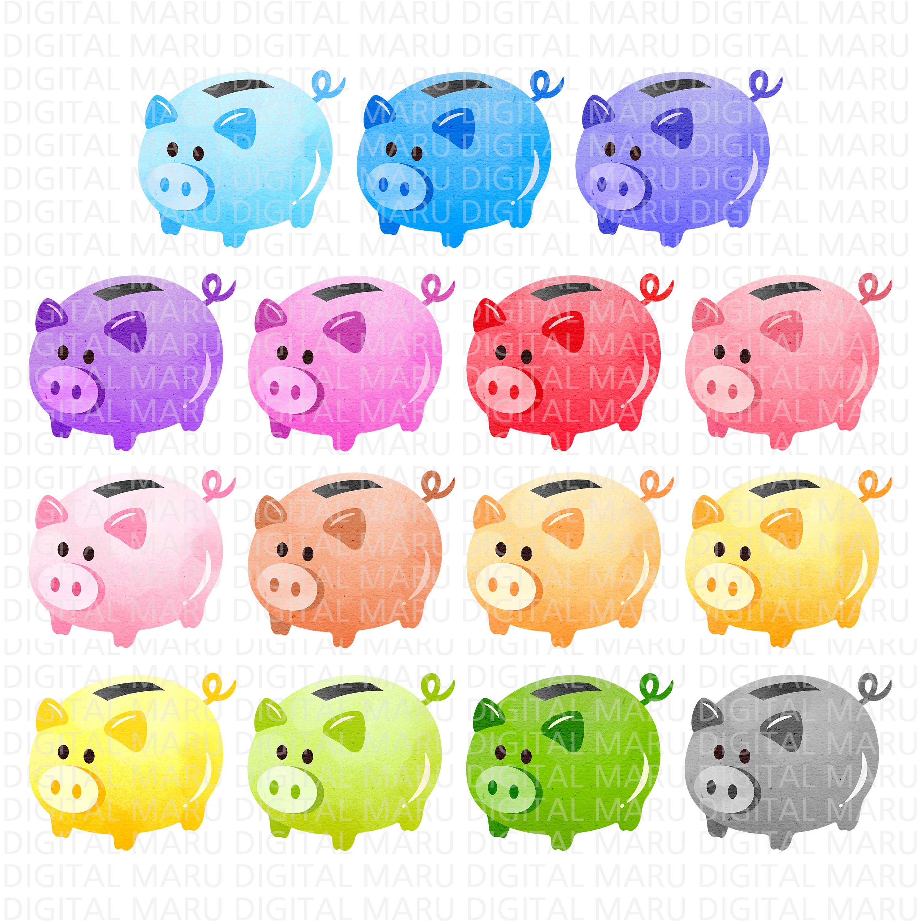 Watercolor Piggy Bank Clipart / Money Clipart / Bank Clipart ...
