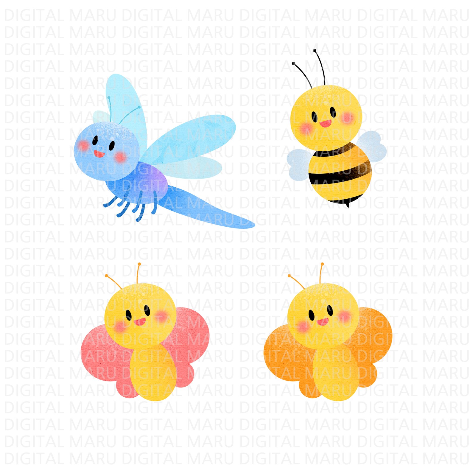 Watercolor Bugs Clipart / Cute Insect Download / Watercolor Cute Snail ...