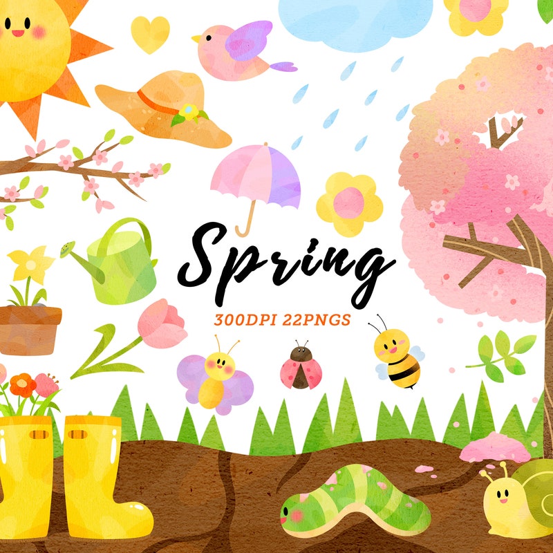 Spring Clipart - Etsy