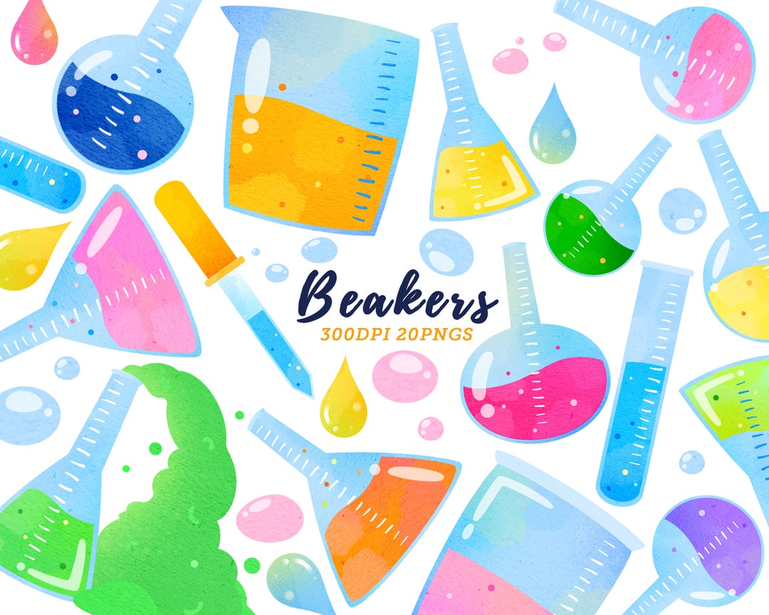 Watercolor Beakers Clipart / Science Clipart Download / Science / Lab ...