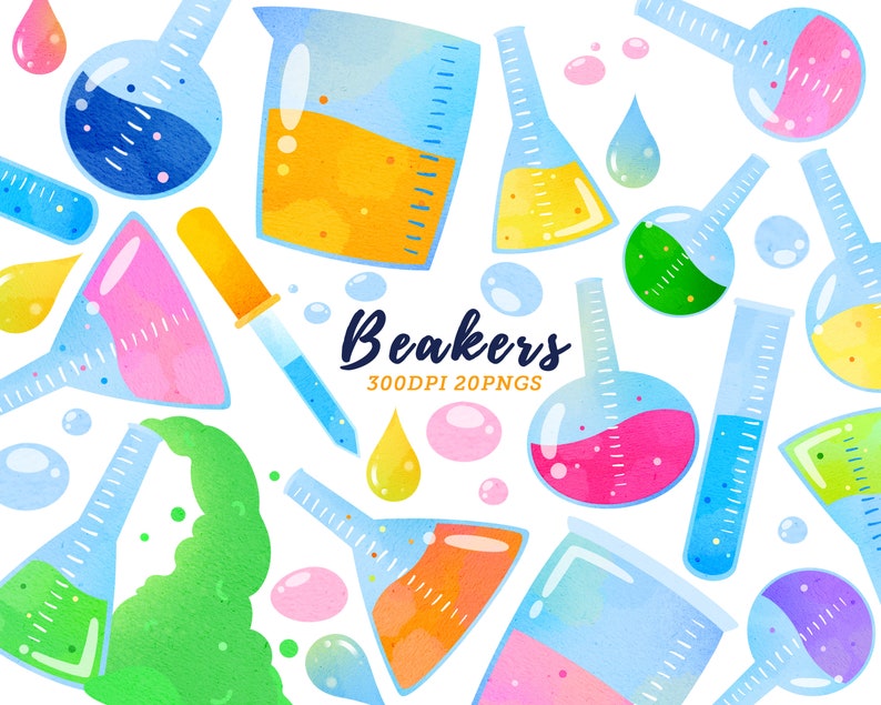 Watercolor Beakers Clipart / Science Clipart Download / Science / Lab ...