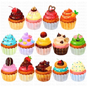 Watercolor Cupcake Clipart / Sweets Dessert Clipart / Bakery Clipart ...