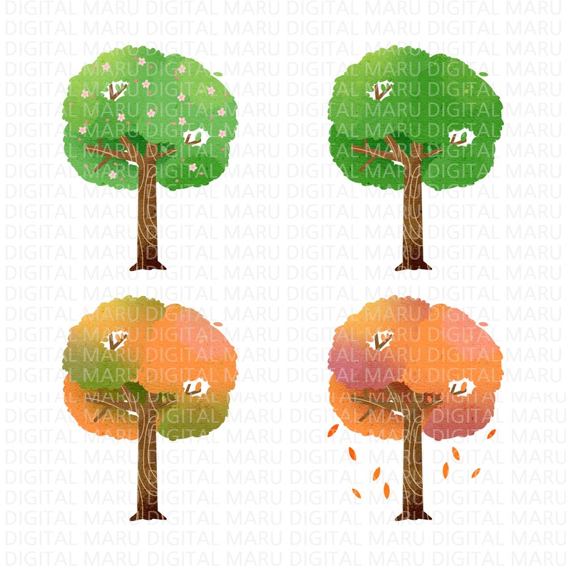 Watercolor Seasons Clipart / Tree Download / Instant Download / Tree ...
