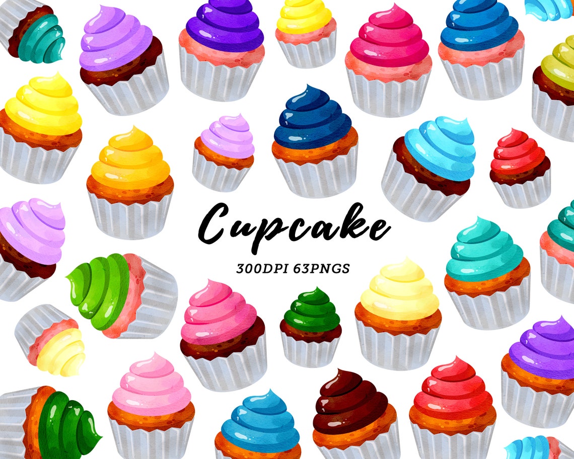 Watercolor Cupcake Clipart / Sweets Dessert Clipart / Bakery - Etsy