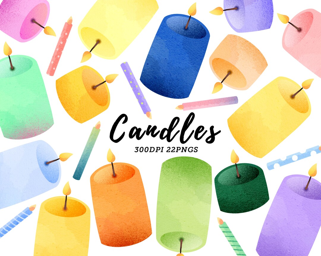 Watercolor Candles Clipart / Watercolor Scented Candles Download ...