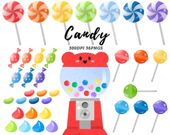 Candy Clipart Clip Art With Lollipops Peppermints Hard Candy - Etsy