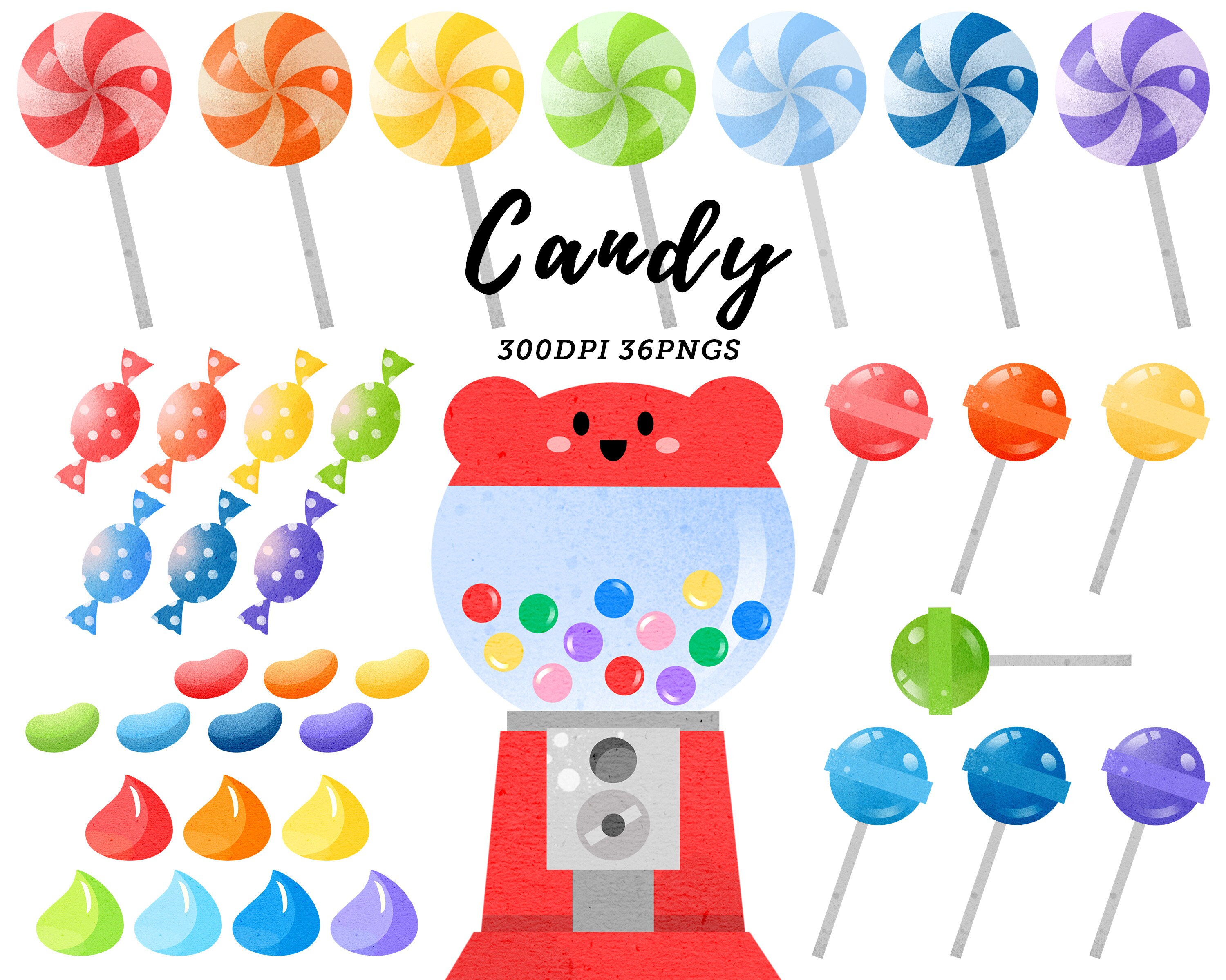 Watercolor Candy Clipart / Lollipop Clipart / Sugary Sweets / - Etsy