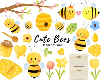 BUSY BEES CLIPART 15 Pngs Instant Download 300dpi Clip - Etsy