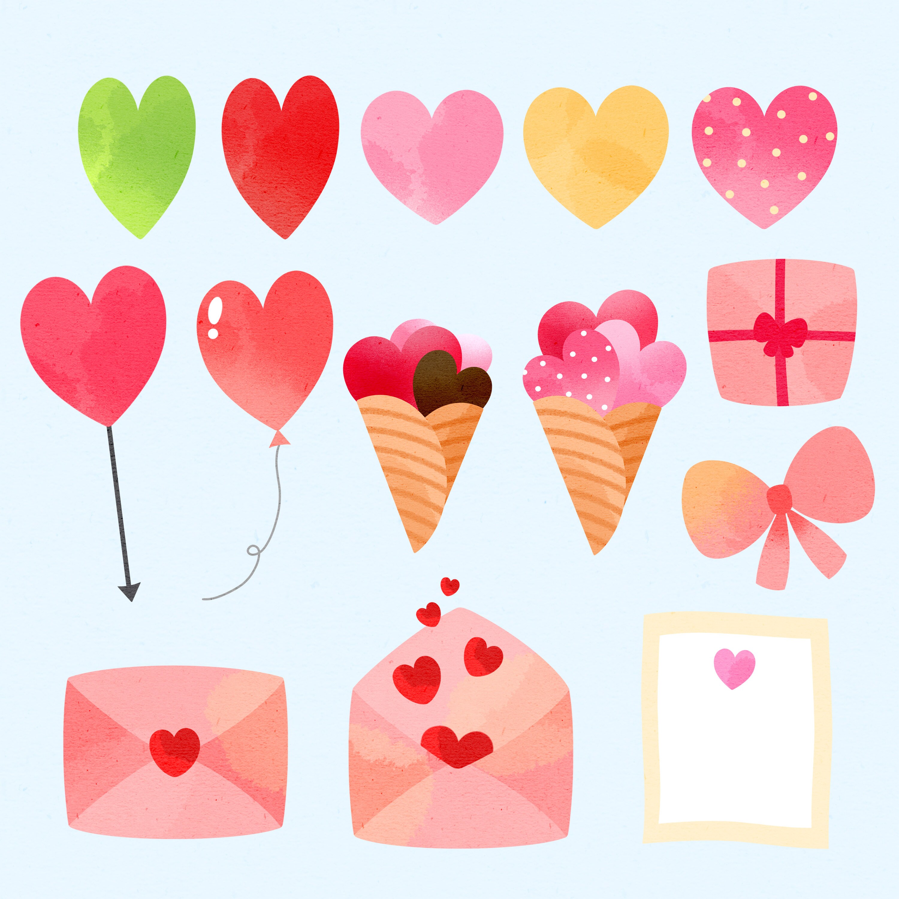 Watercolor Valentines Day Clip Art / Valentines Download / Instant ...
