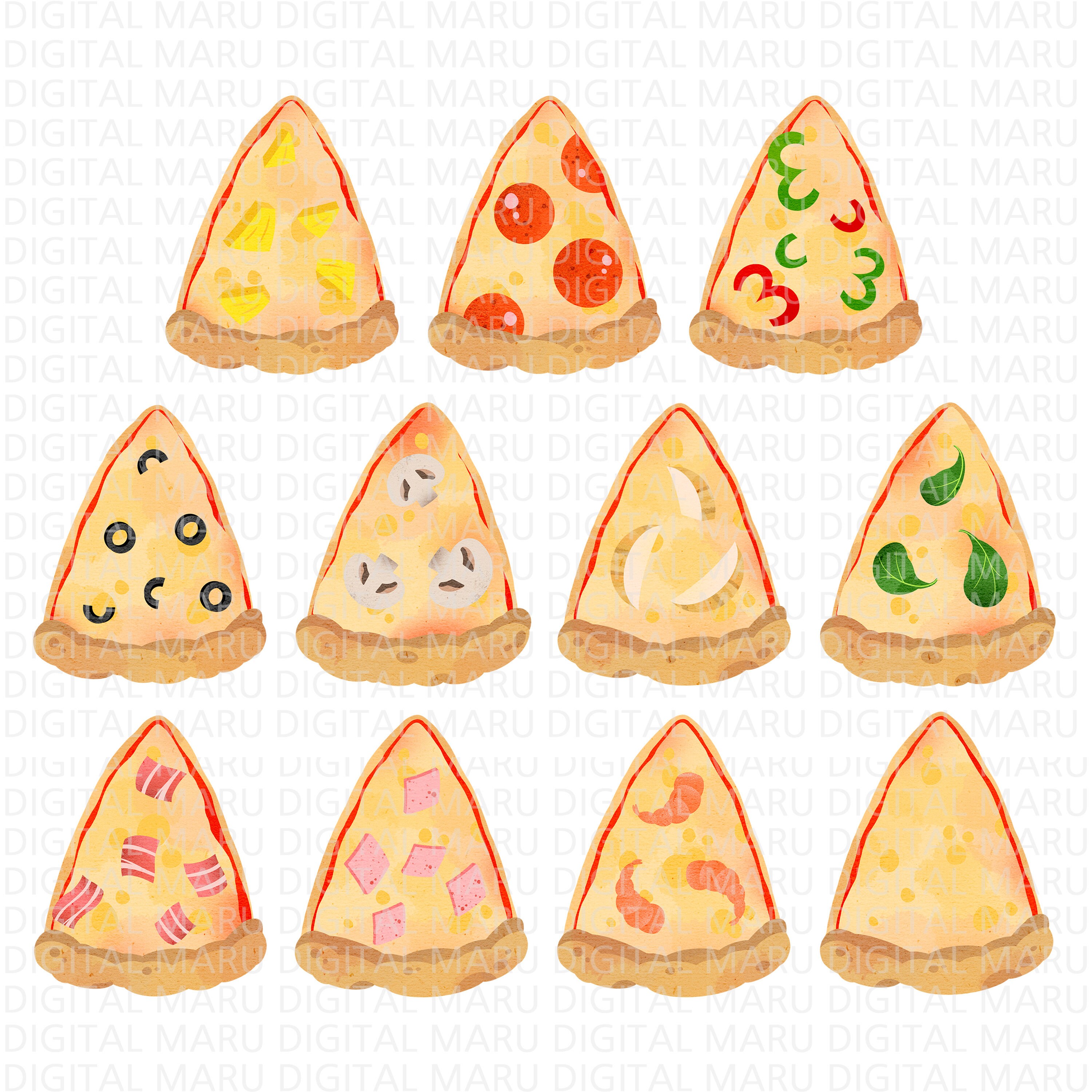 Watercolor Pizza Clipart / Dinner Download / Instant Download / Pizza ...