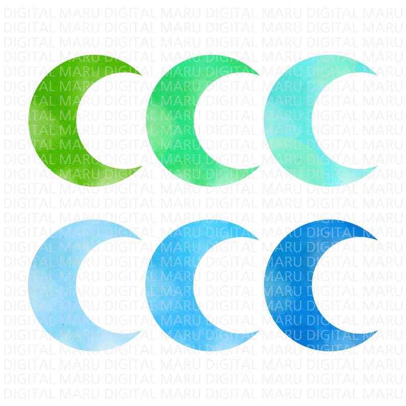Watercolor Moons Clipart / Moon Shapes Download / Rainbow Moons / Cute ...