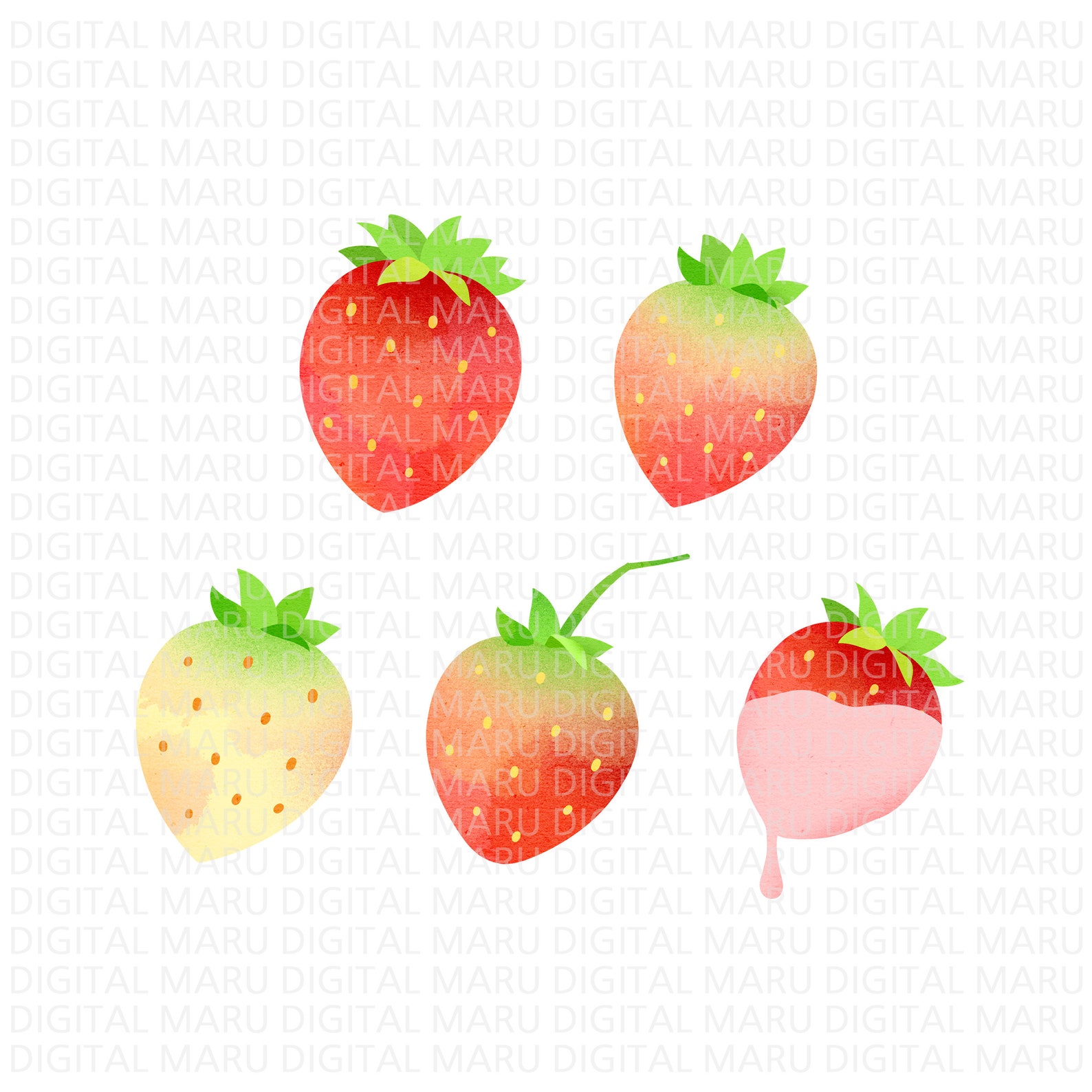 Watercolor Strawberry Clipart / Strawberry Frames Clipart / | Etsy