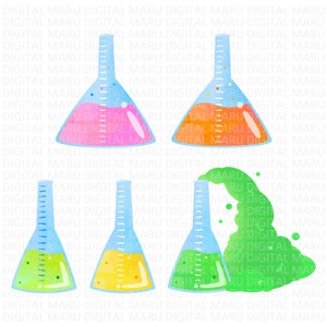 Watercolor Beakers Clipart / Science Clipart Download / Science / Lab ...